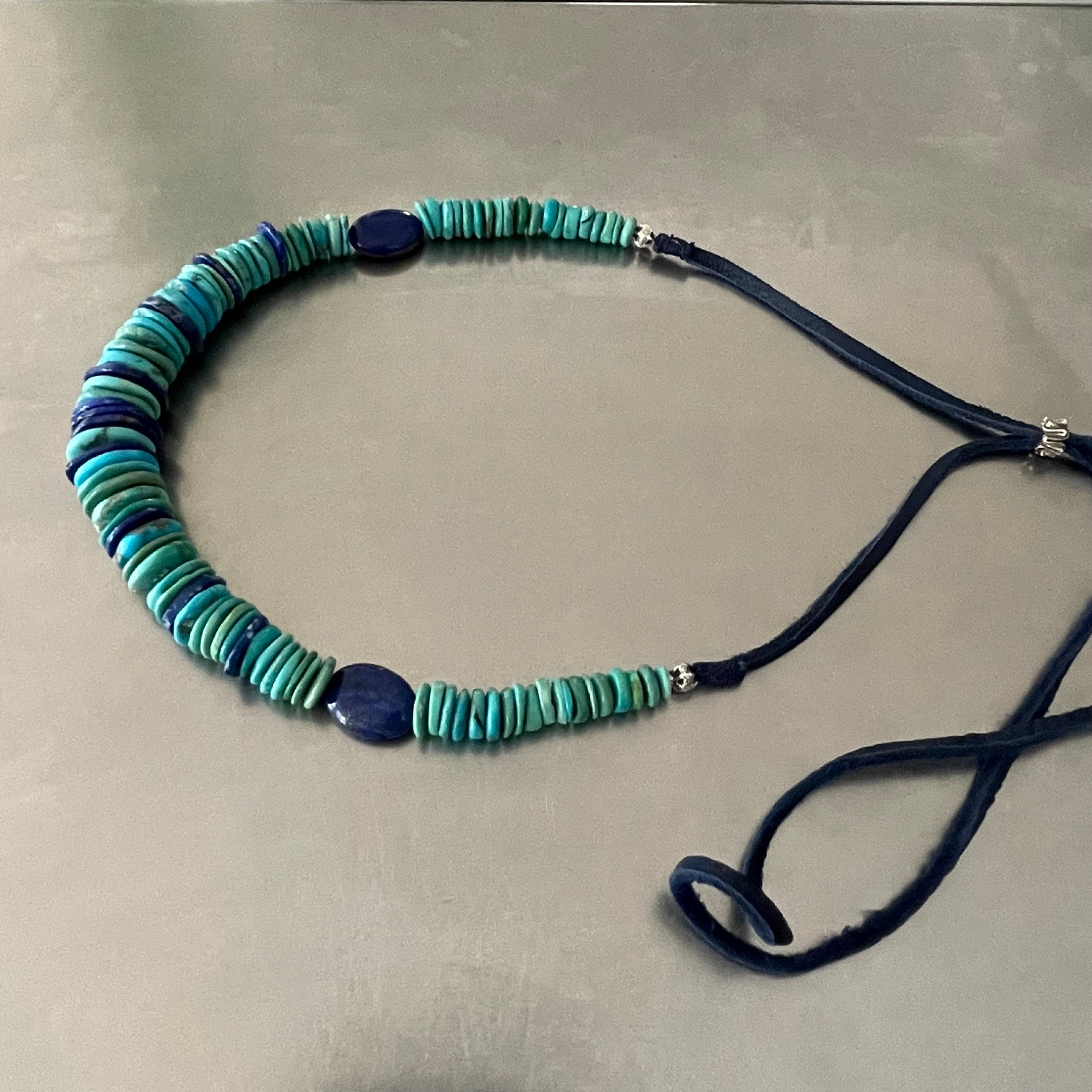 Graduated Turquoise Lapis Heshi and Lapis Ovals Sterling - Etsy