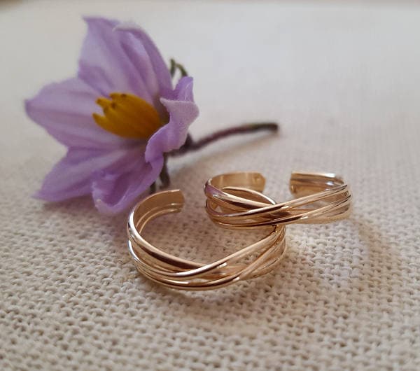 Double Cross Toe Rings Sterling Silver, 14kt Gold Filled, Rose Gold ...