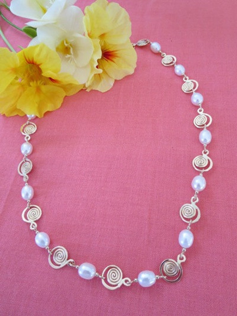 Snail Shell Link Necklace with 6mm Beads | Etsy