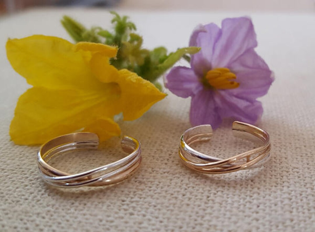 Double Cross Toe Rings Sterling Silver, 14kt Gold Filled, Rose Gold ...
