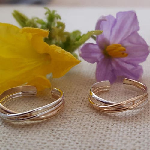 Double Cross Toe Rings Sterling Silver 14kt Gold Filled Rose - Etsy