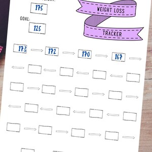 Weight Loss & Exercise Tracker Printable Bundle for Bullet Journal and ...