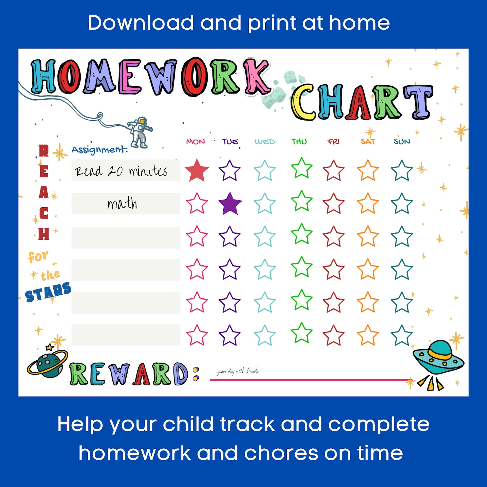 Homework and Chore Chart Bundle, Reward Chart for Kids and Students ...