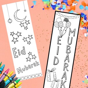 Goodie Bag Favor for Eid Party, Color Your Own Eid Mubarak Bookmark ...