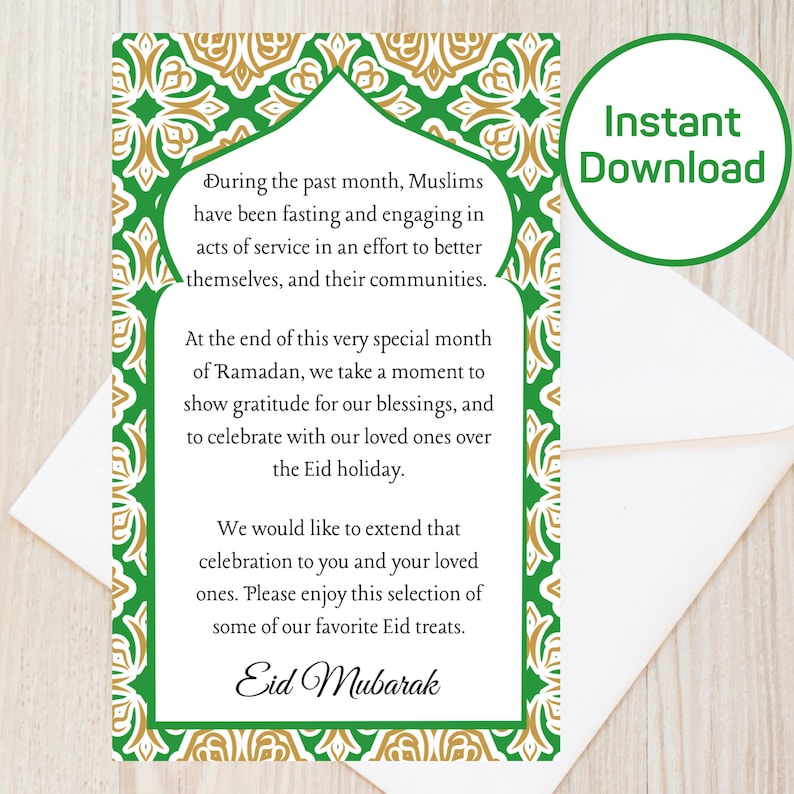 Printable Eid Tag for Friends and Neighbors, Happy Eid Tag for Eid Tray ...