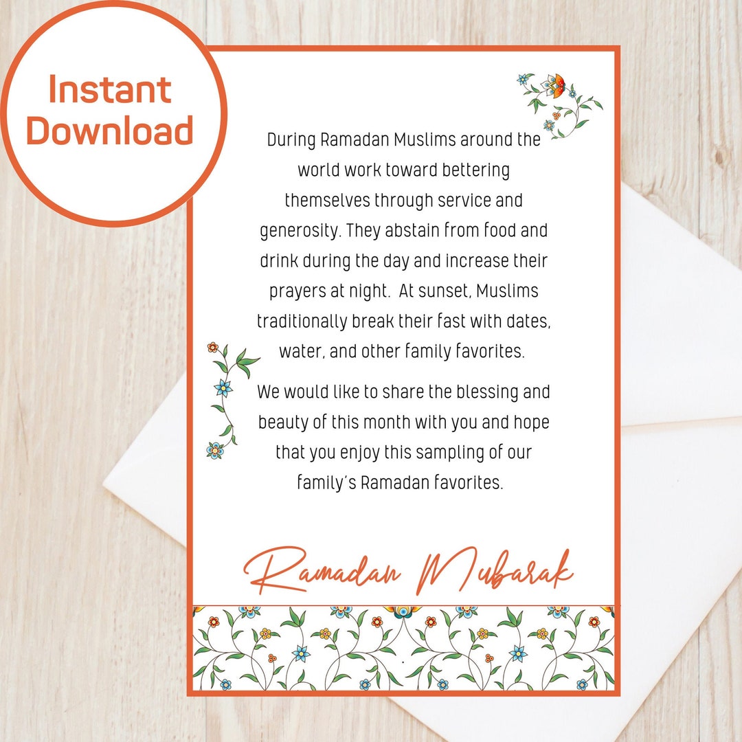Welcome Ramadan Card for Friends Neighbors and Coworkers, Iftar Tray ...