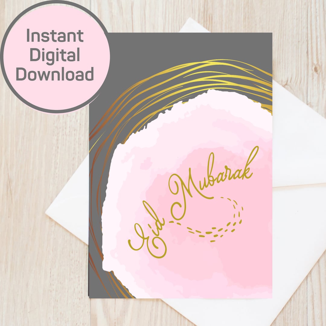 Printable Eid Mubarak Greeting Card, Happy Eid Card, Eid Decor, Eid ...
