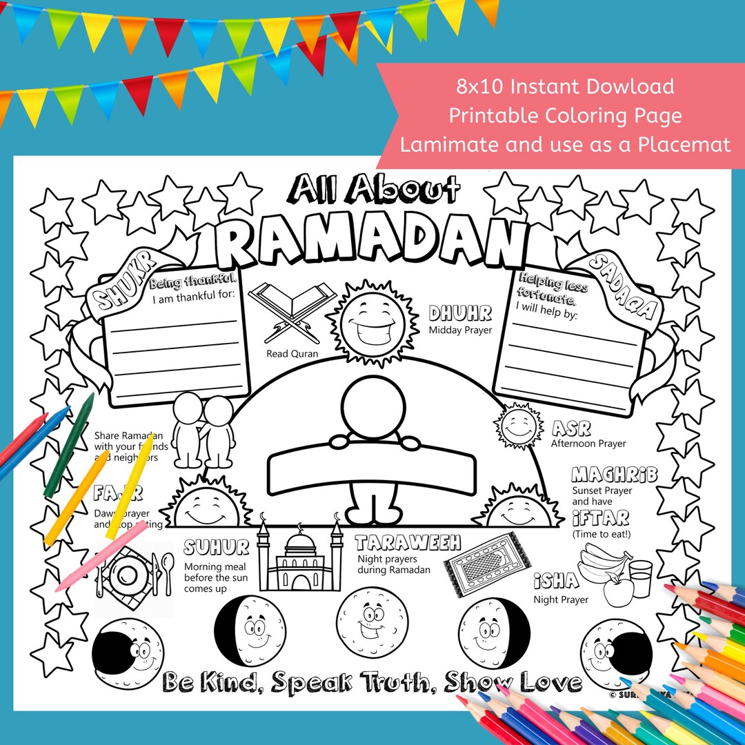 Printable Ramadan Coloring Page for Kids, 8x10 Instant Download ...