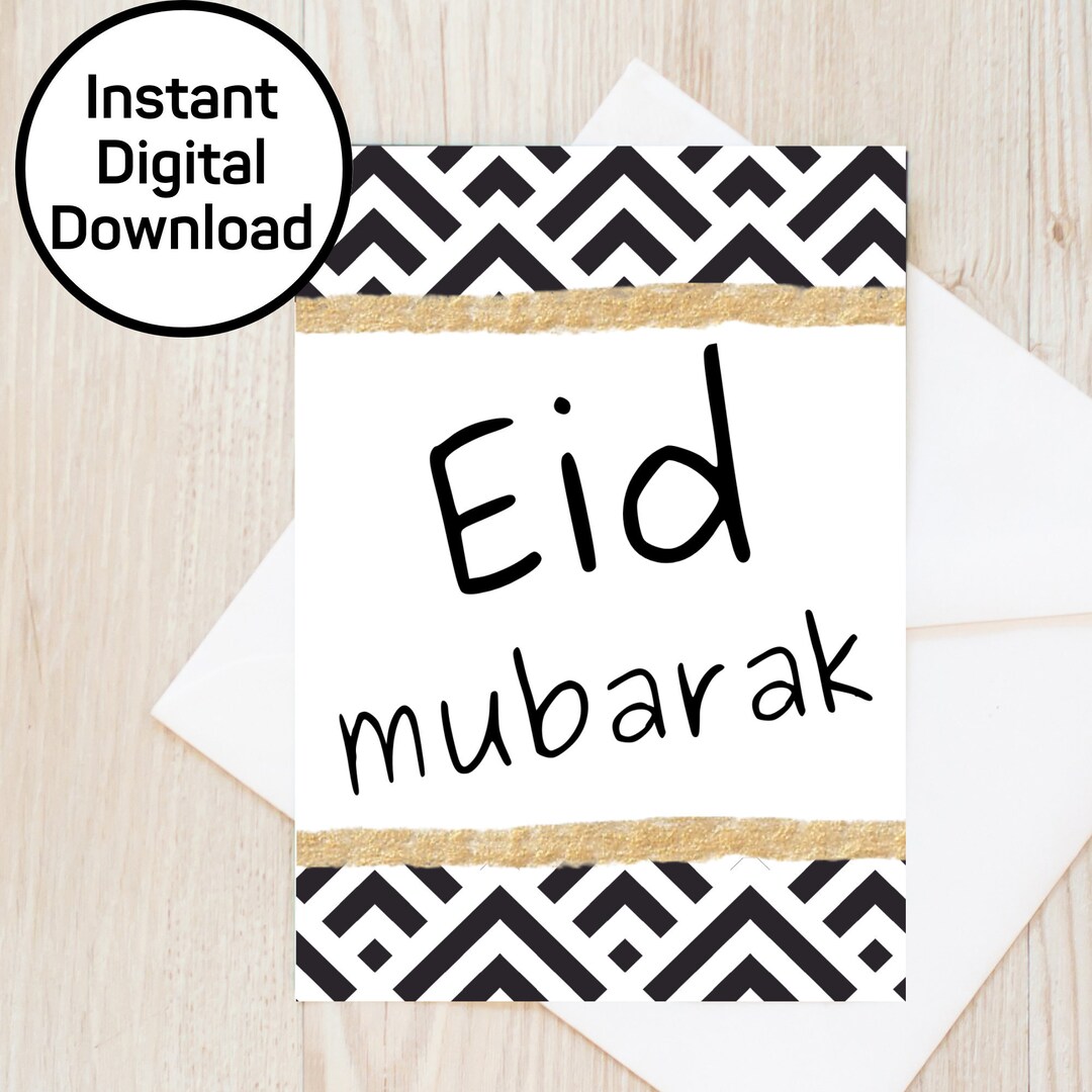 Happy Eid Printable Card for Eid Gifts and Decor, Contemporary Eid ...