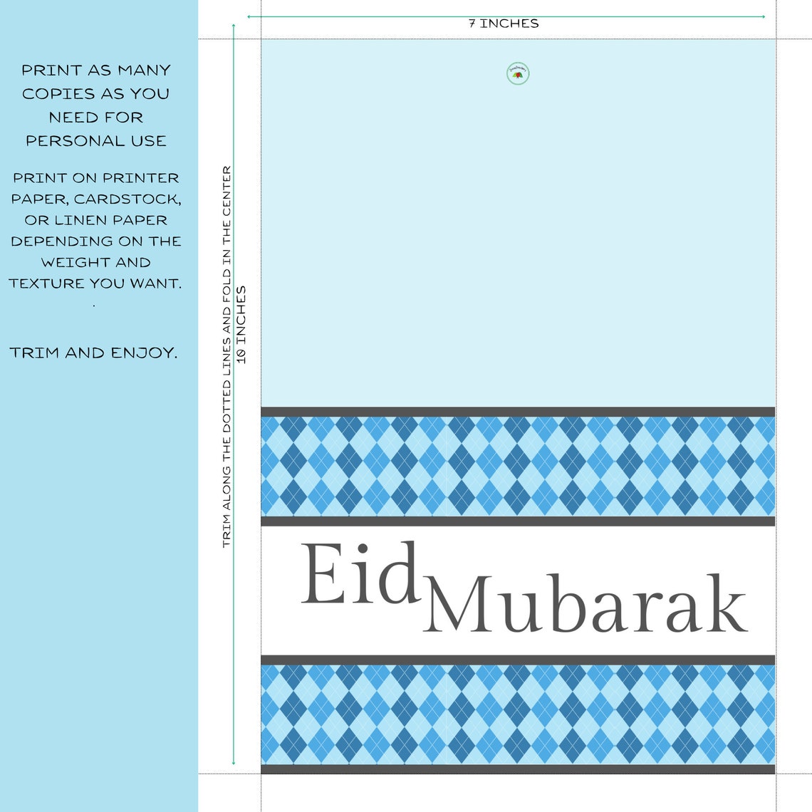 Eid Mubarak Card Printable for Dad, Greeting Card for Eid Gifts and ...