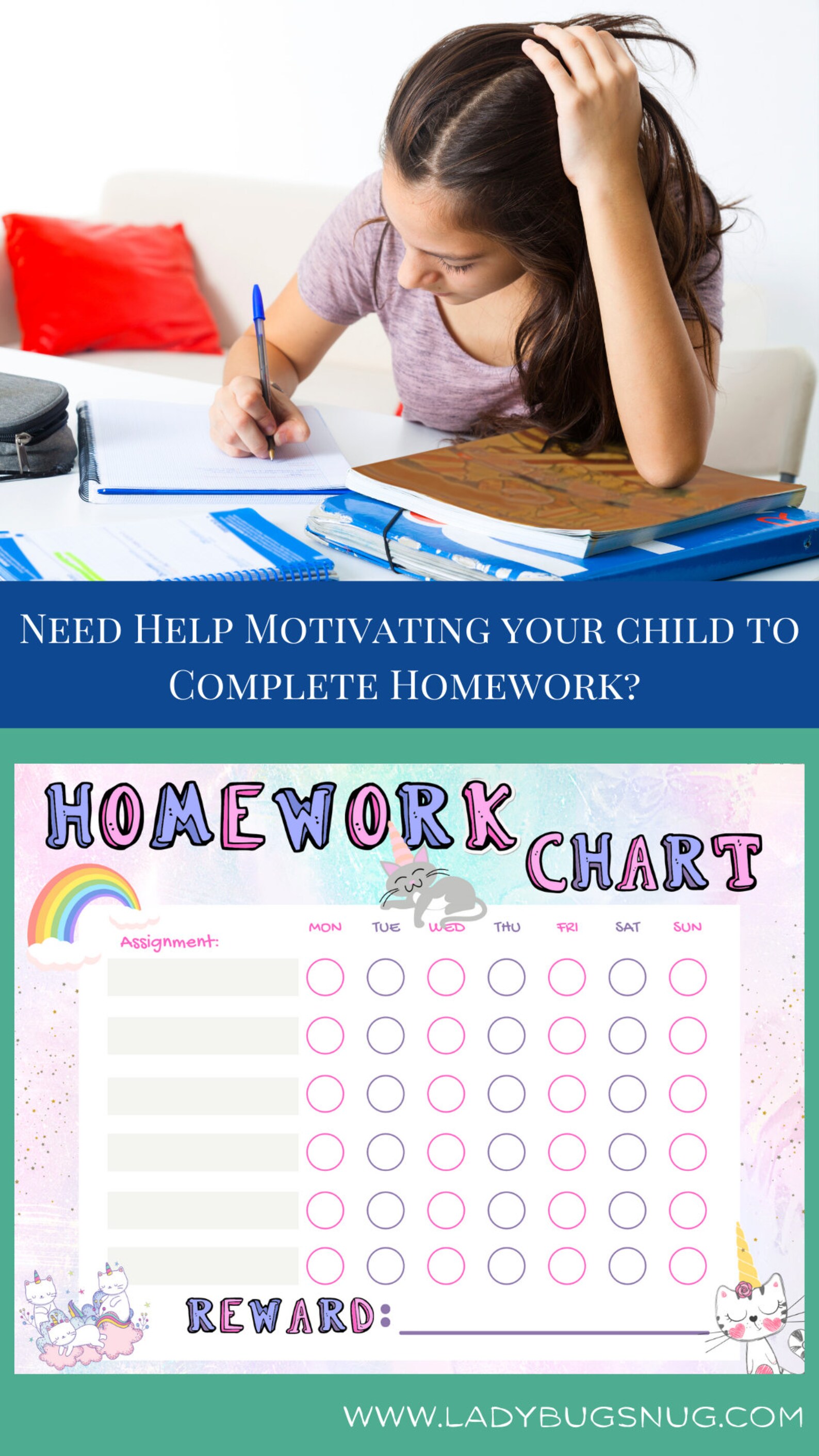 Homework and Chore Chart Bundle, Reward Chart for Kids and Students ...