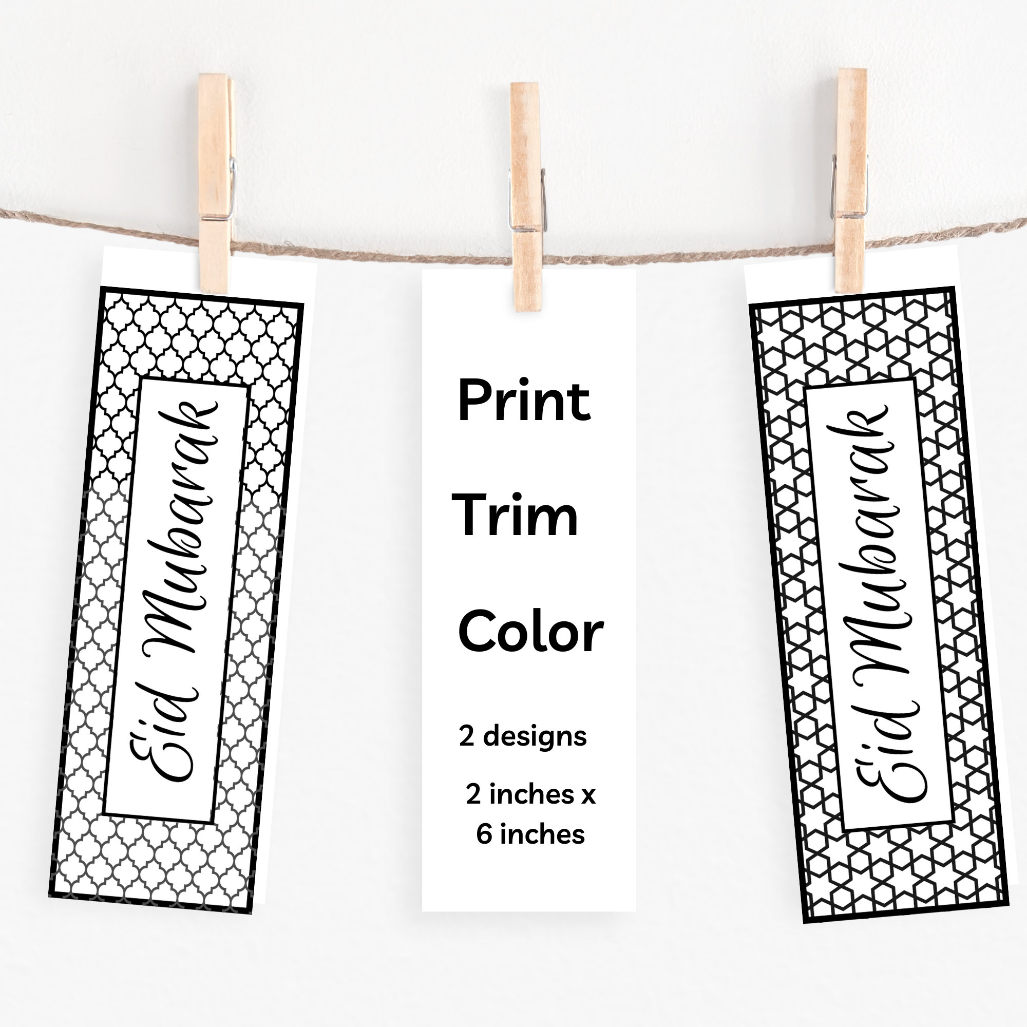 Eid Bookmark Printable, Color Your Own Eid Mubarak Bookmark, Goodies ...