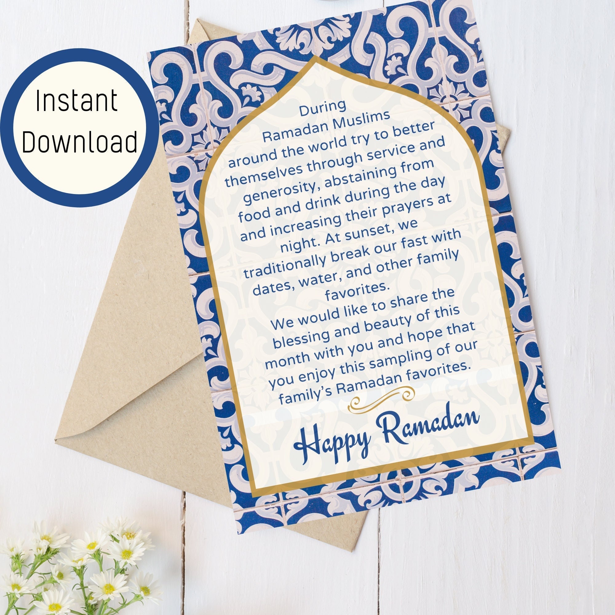 Happy Ramadan Printable Card for Friends and Neighbors, Iftar Tray Card ...