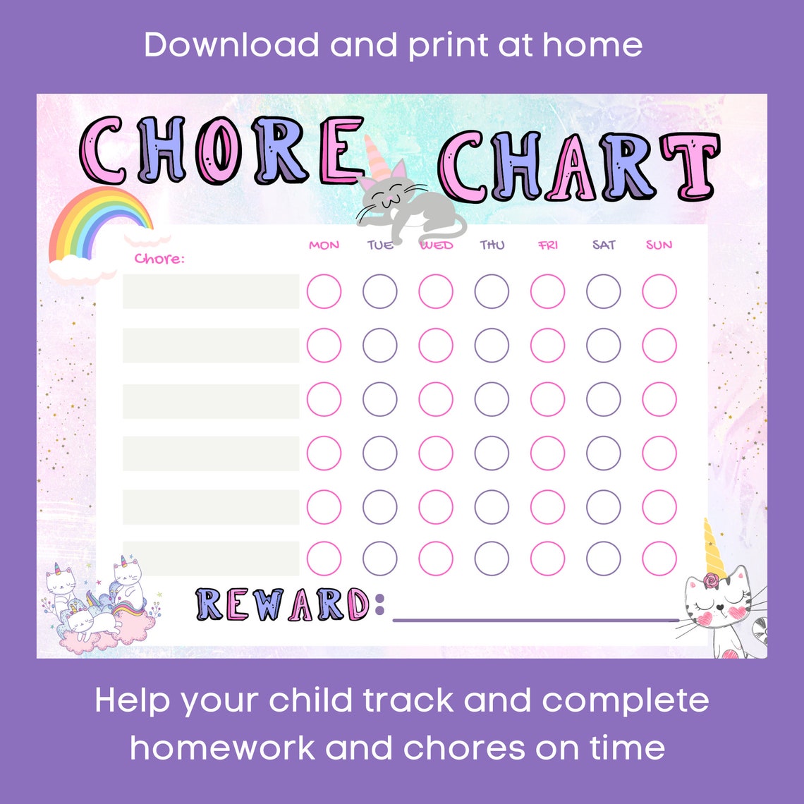 Homework and Chore Chart Bundle, Reward Chart for Kids and Students ...