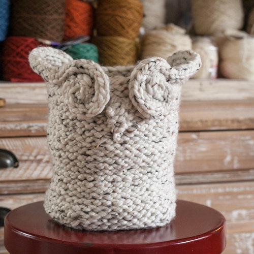 Loom Knit Owl Basket PATTERN Yarn Basket Catch-all Basket - Etsy