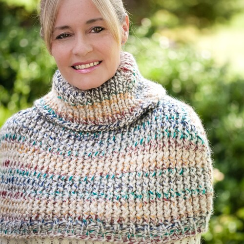 Loom Knit Turtleneck Cape Capelet PATTERN Loom Knit Poncho - Etsy