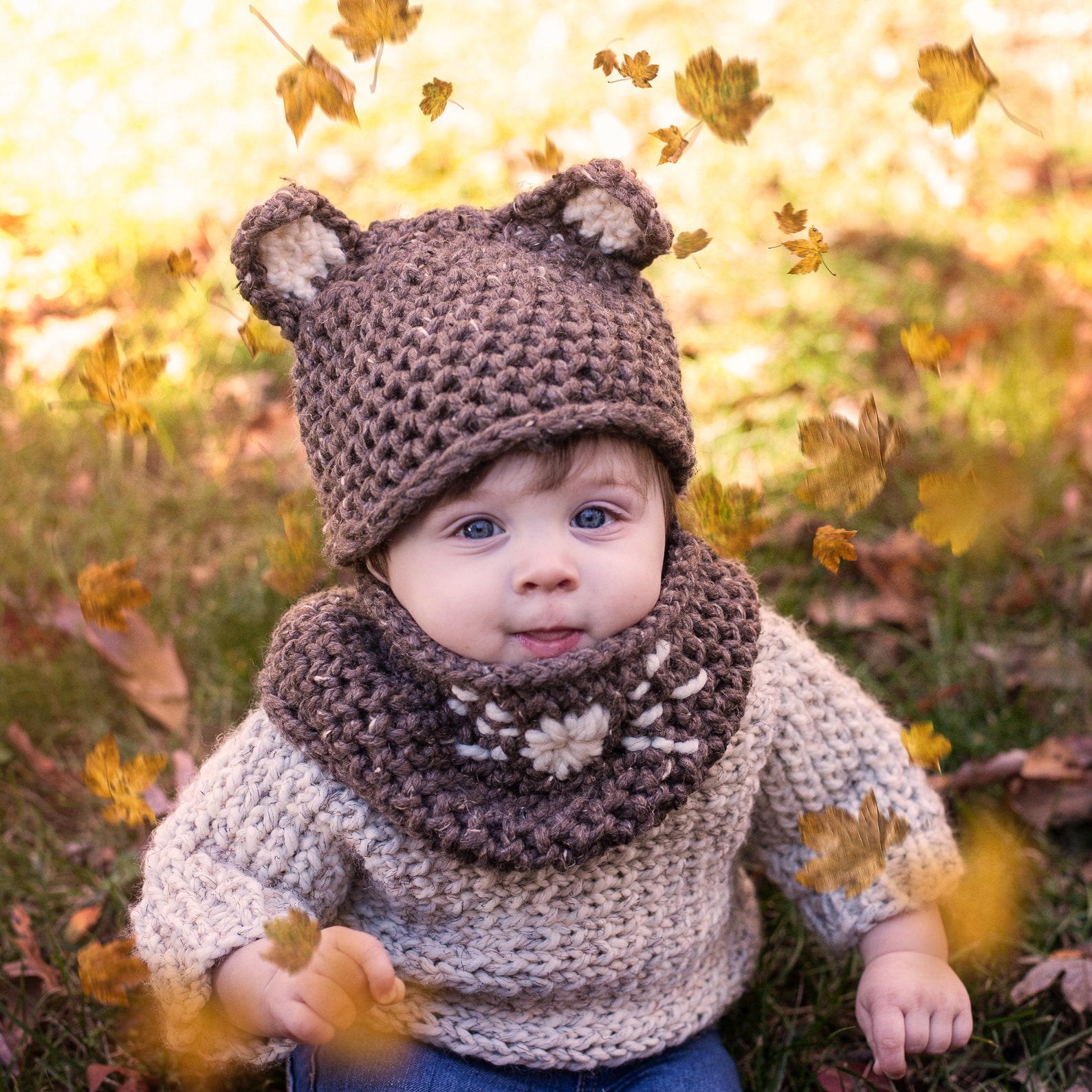 Loom Knit Mouse Hat and Cowl Set PDF PATTERN. Sized for Baby to Adult ...