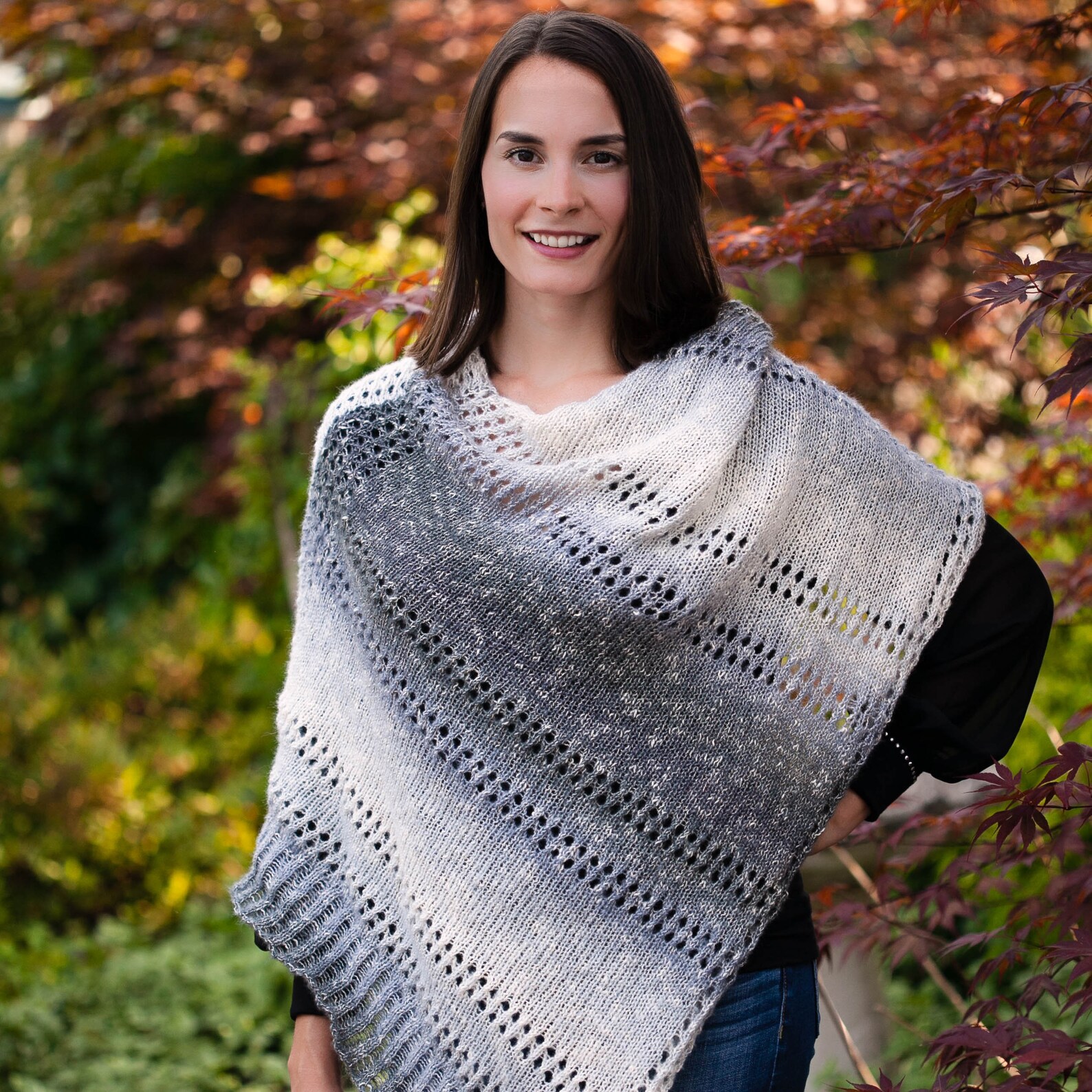 Loom Knit Poncho Cape Pattern. The Grey Skies Poncho Has An | Etsy