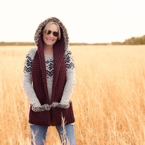 Loom Knit Scoodie Pocket Scarf PDF PATTERN. Warm Wrap With Hood and ...