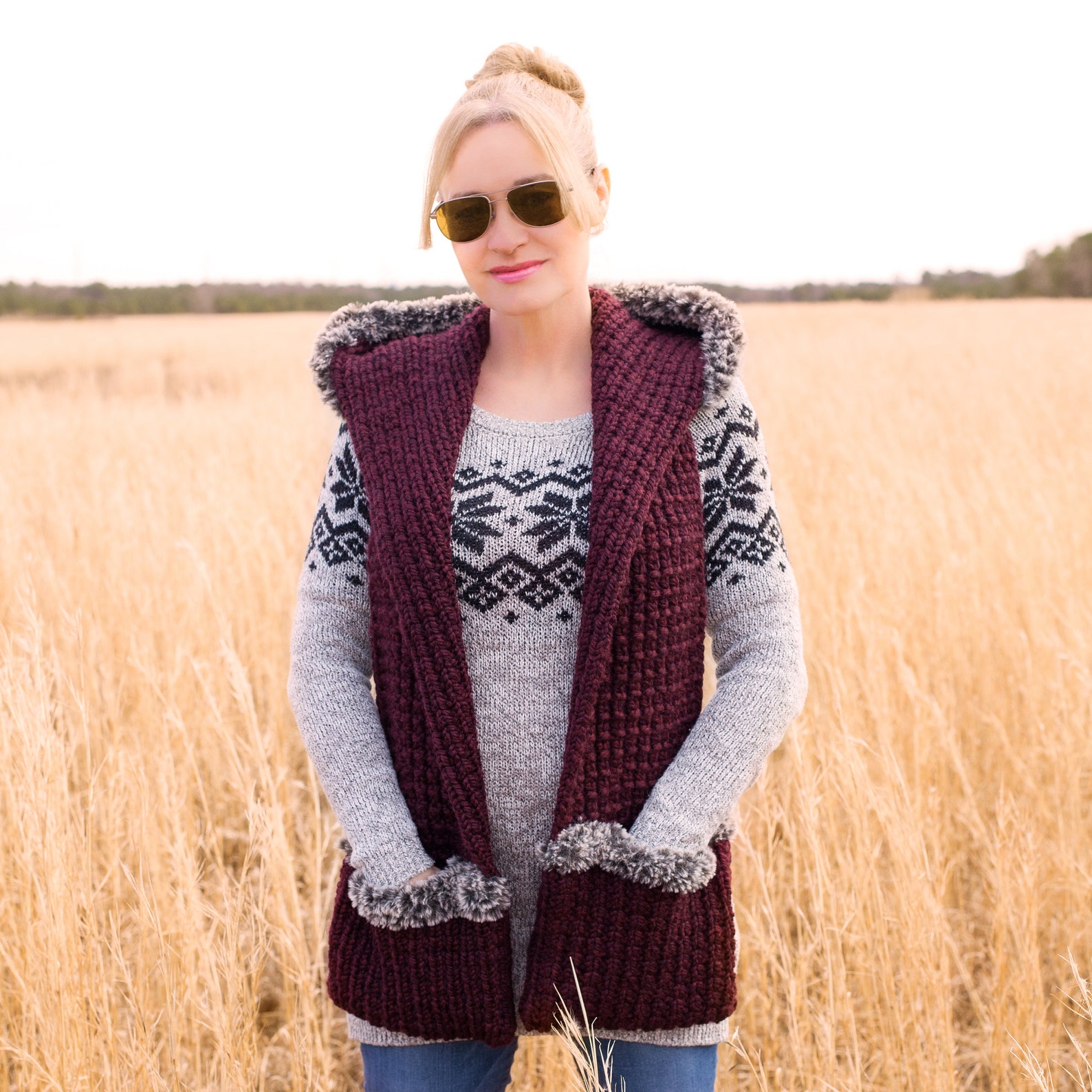 Loom Knit Scoodie Pocket Scarf PDF PATTERN. Warm Wrap With Hood and ...