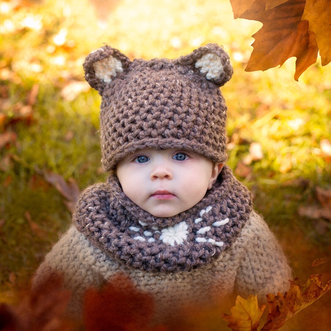 Loom Knit Mouse Hat and Cowl Set PDF PATTERN. Sized for Baby to Adult ...
