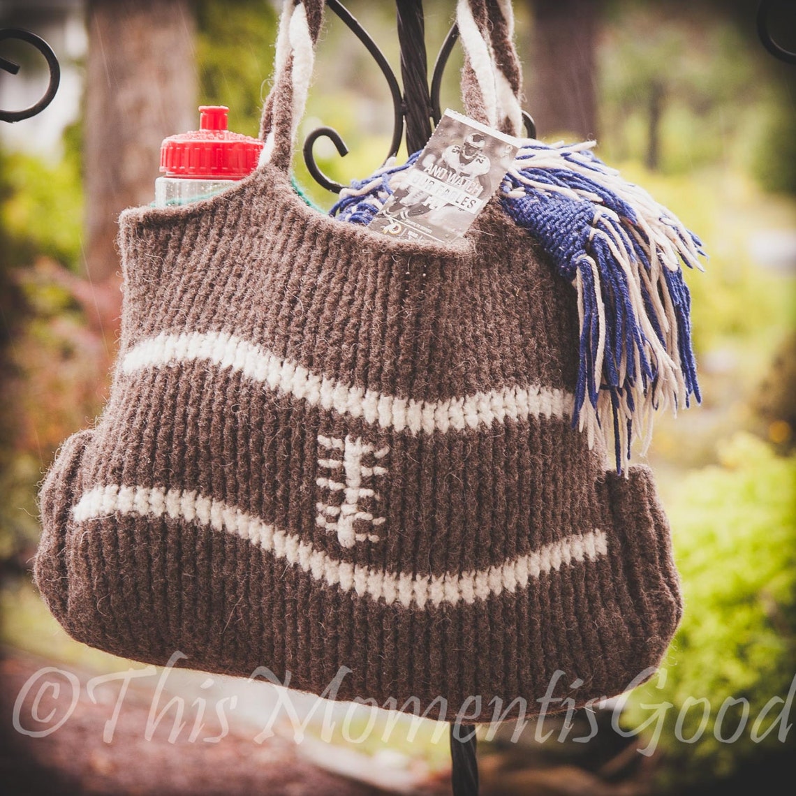 Loom Knit Football Theme Tote Bag PATTERN. Loom Knit Felted Tote ...