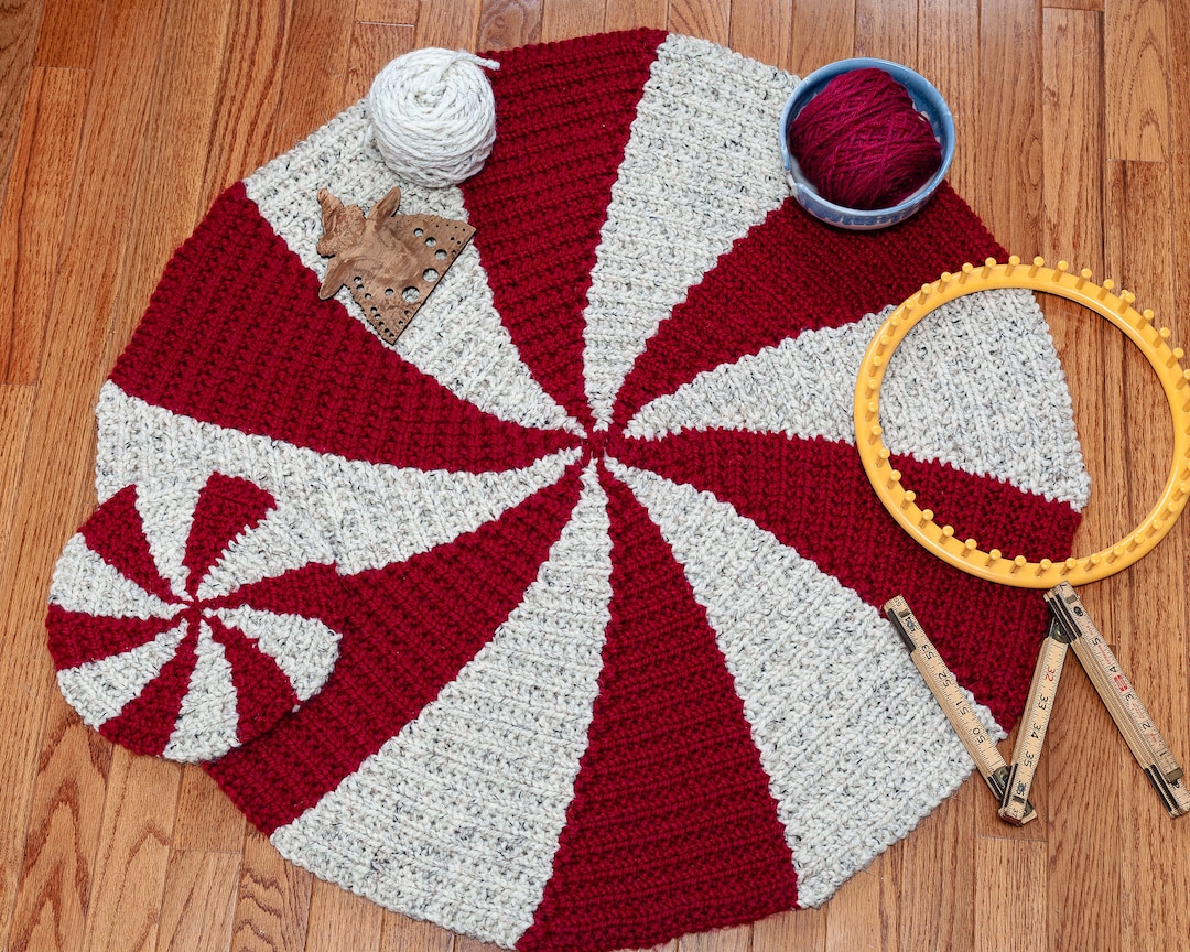 Loom Knit Rug PATTERN. Starlight, Peppermint, Pinwheel Color Design. 3 ...