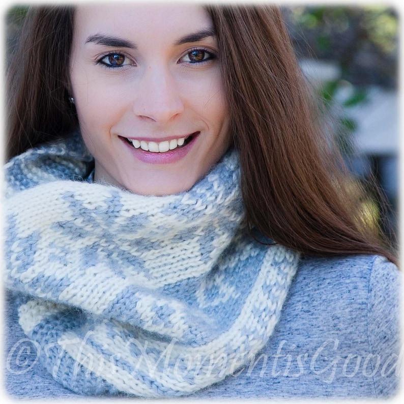 Loom Knit Fair Isle Cowl PATTERN. Extra Soft, Snowflake Pattern ...