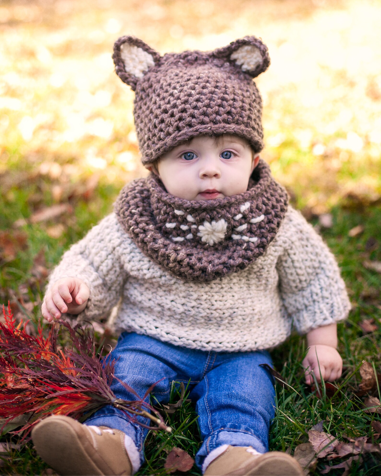 Loom Knit Mouse Hat and Cowl Set PDF PATTERN. Sized for Baby to Adult ...