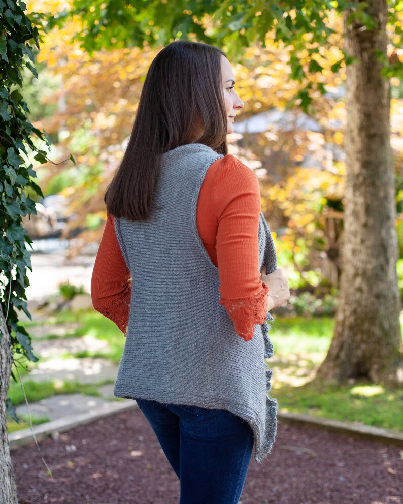 Loom Knit Waterfall Vest PATTERN. 2 Edge Options Ruffle (shown) or ...