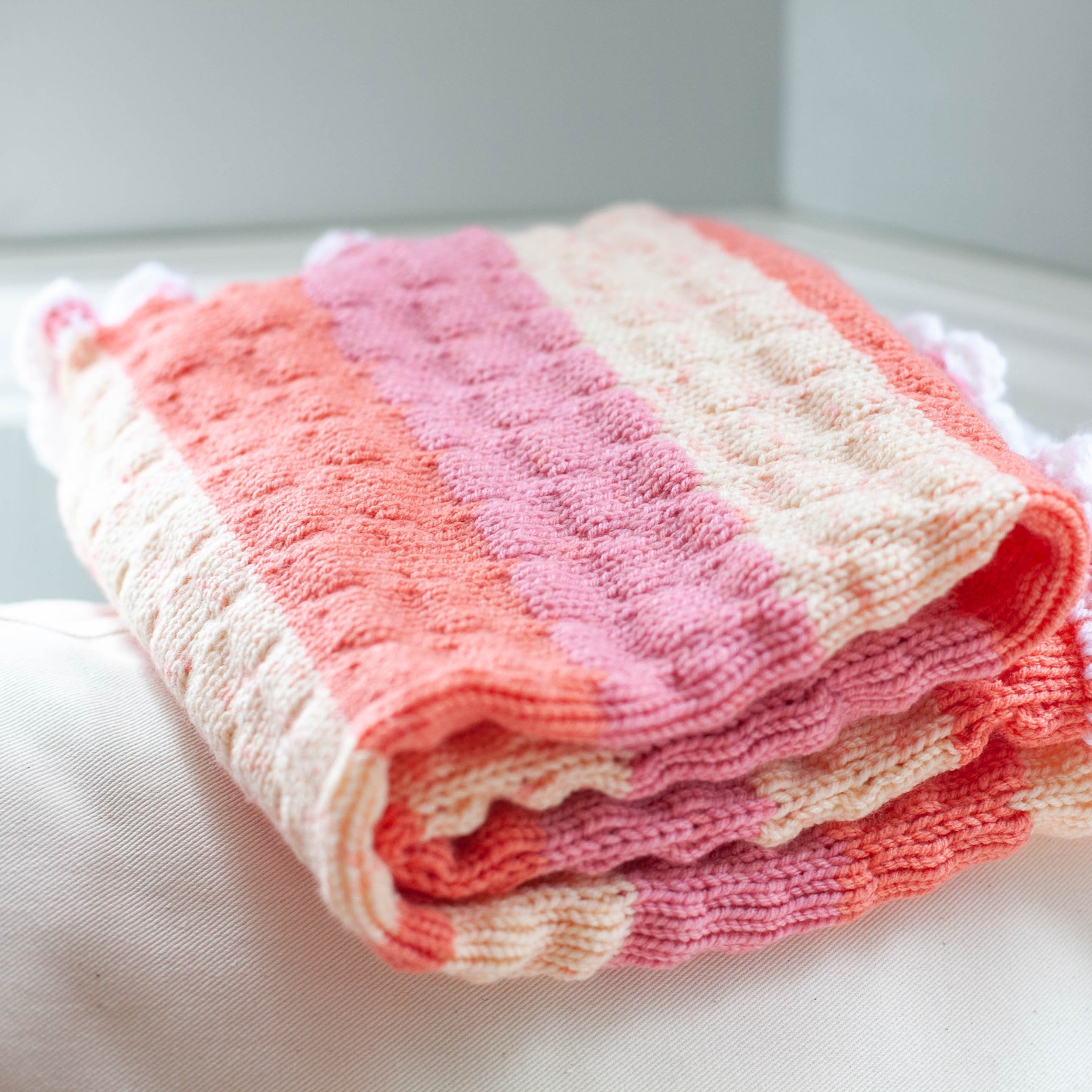 Loom Knit Baby Blanket With Crochet Edging PATTERN. Stroller - Etsy