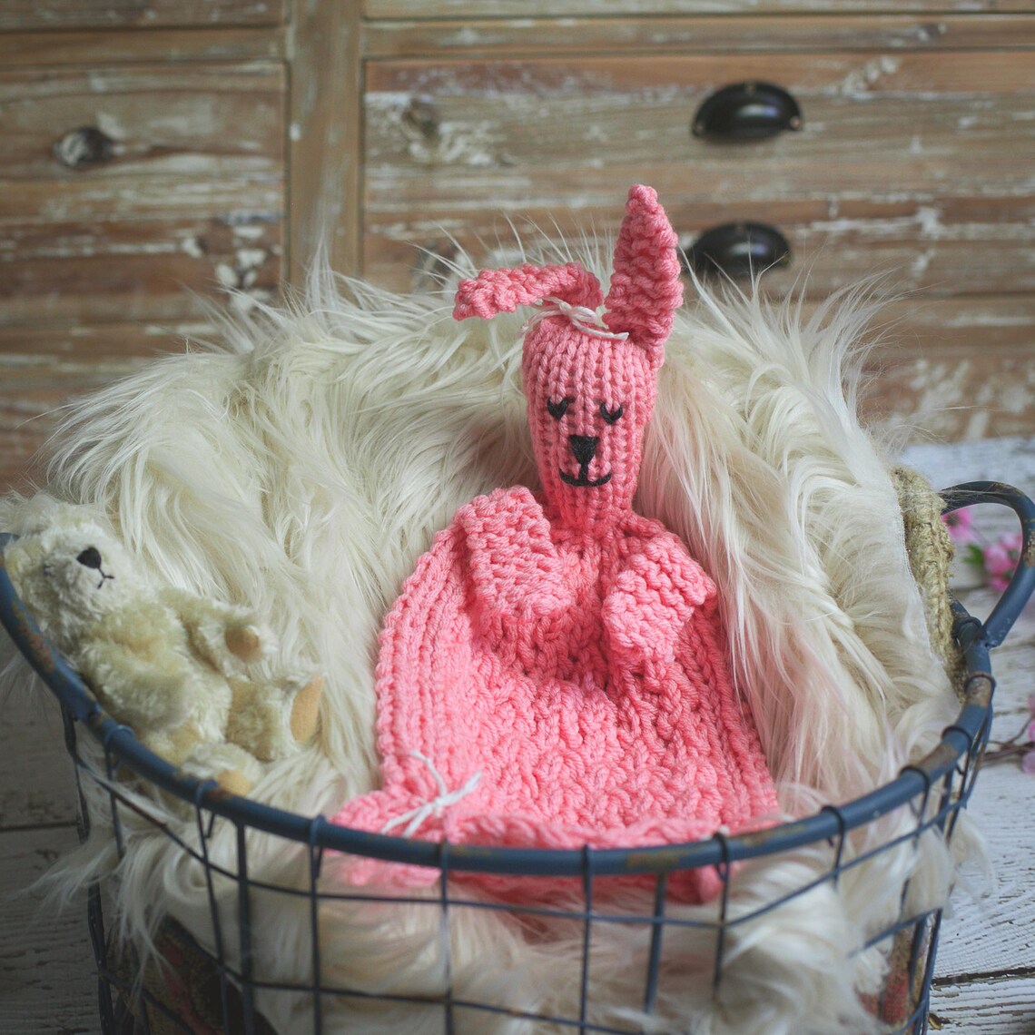 Loom Knit Bunny Lovey Pattern Rabbit Blanket Toy for Baby | Etsy Australia