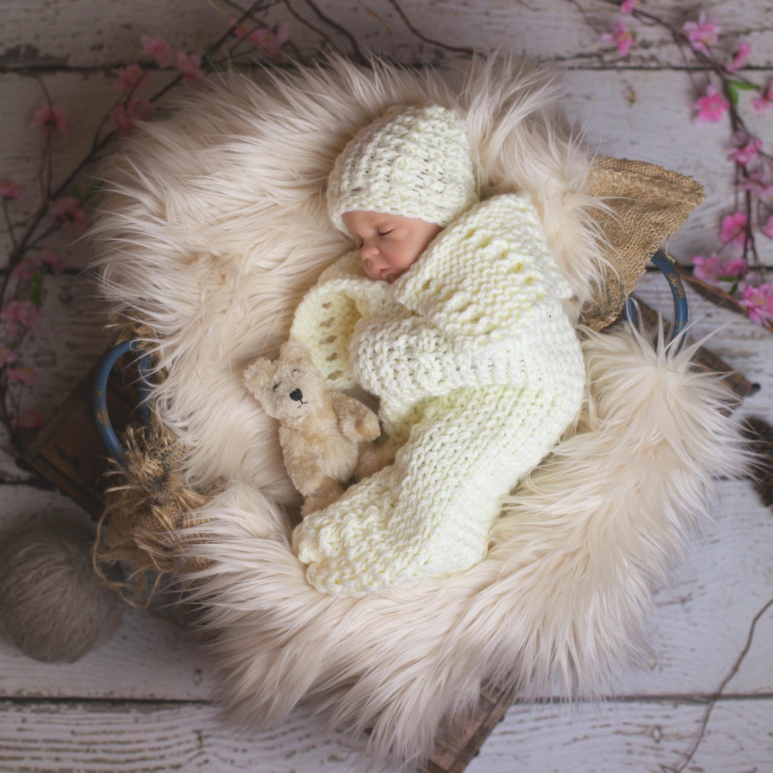 Loom Knit Newborn Cocoon With Roses and Cables PATTERN Plus - Etsy