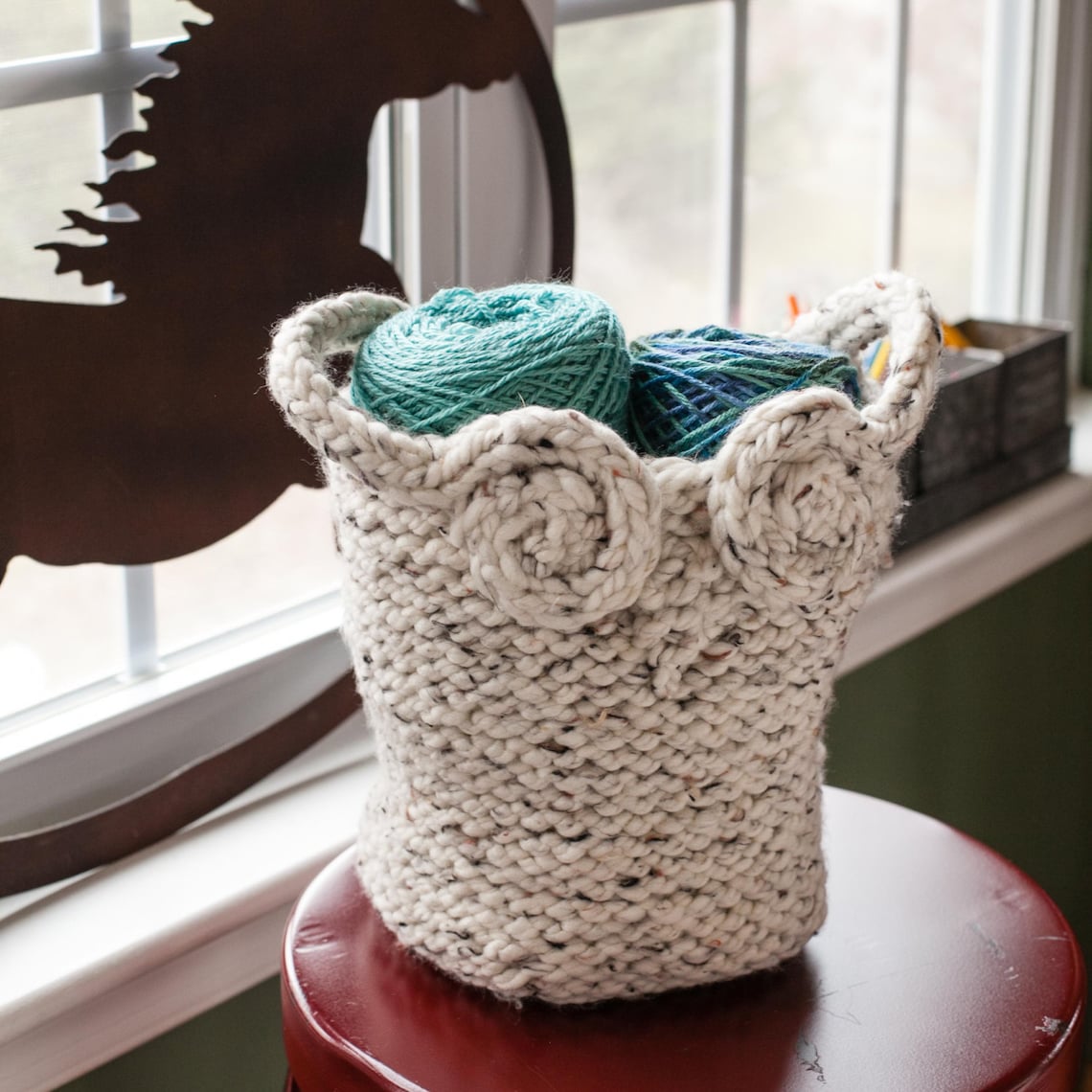 Loom Knit Owl Basket PATTERN, Yarn Basket, Catch-all Basket, Container ...