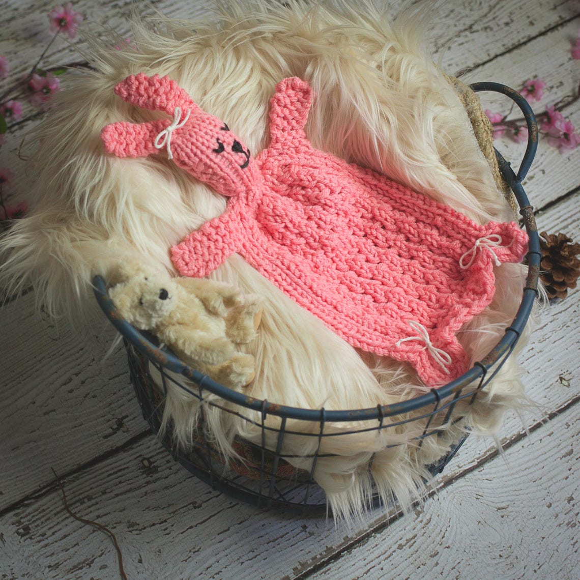 Loom Knit Bunny Lovey Pattern Rabbit Blanket Toy For Baby | Etsy