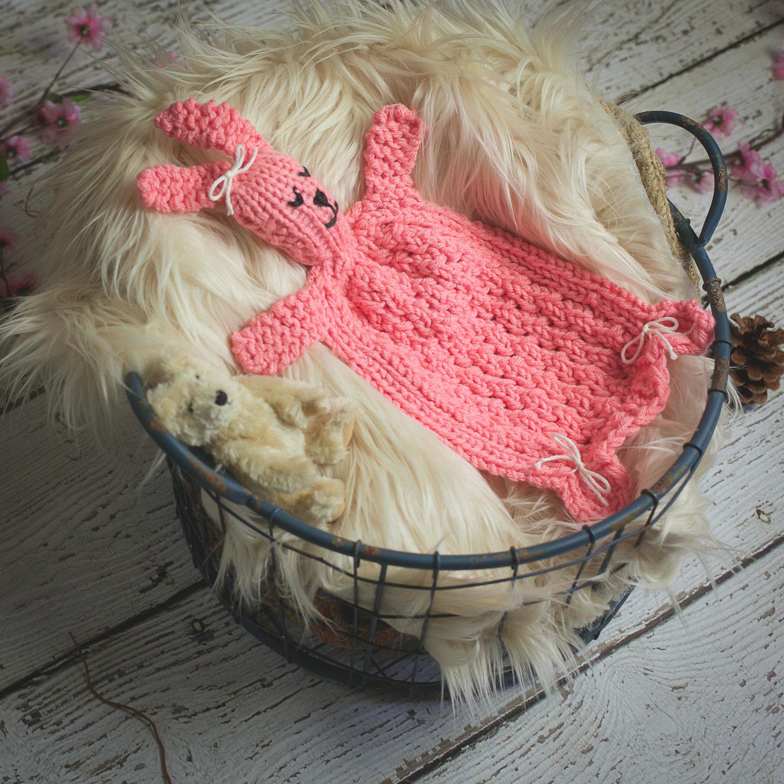 Loom Knit Bunny Lovey Pattern Rabbit Blanket Toy for Baby | Etsy Australia