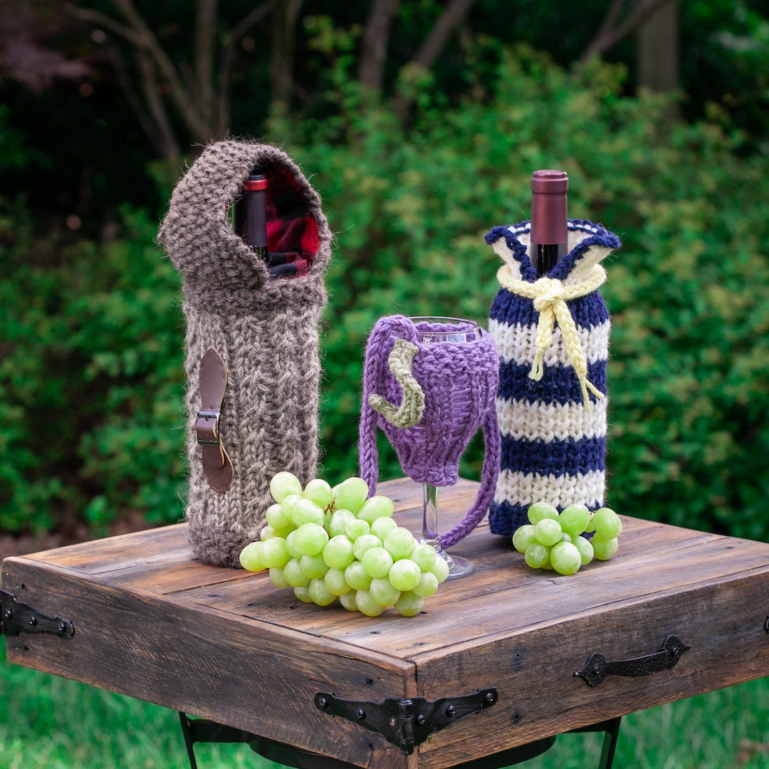 Loom Knit Wine Themed Pattern Collection, 3 PDF Patterns Included;wine ...
