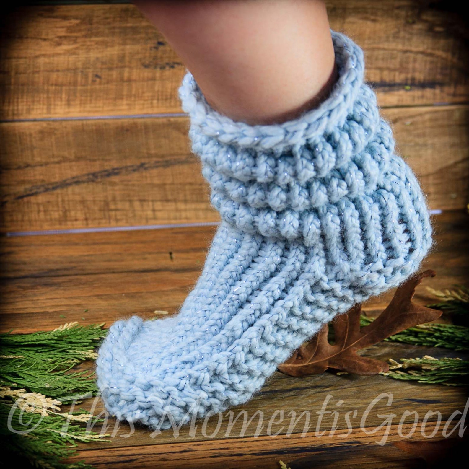 Loom Knit Slipper Boots PATTERN. the Bunchy Boot PATTERN! Fits Adults ...