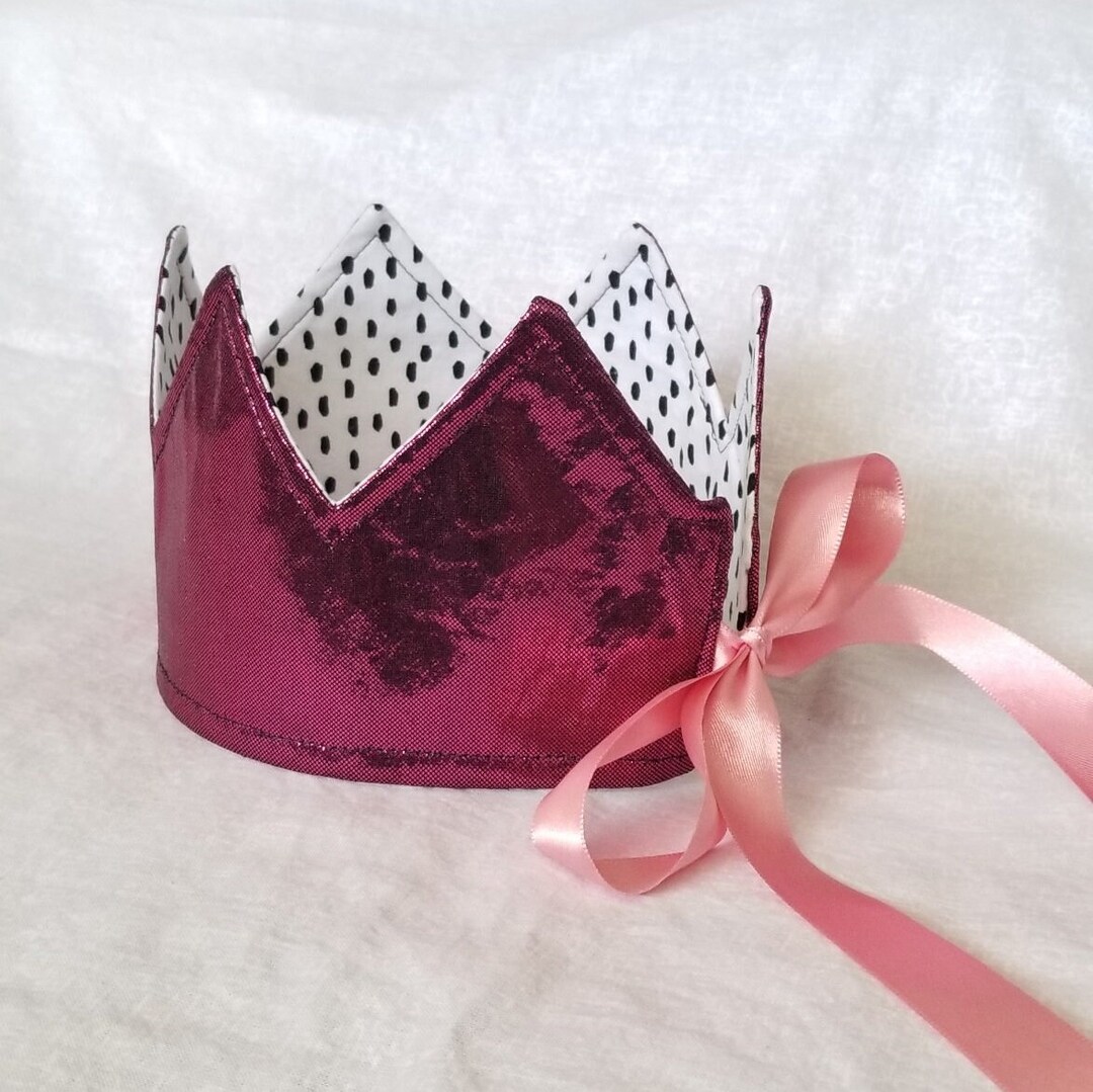 Pink Princess Crown, Polka Dot Crown, Reversible Crown, Fabric Crown ...