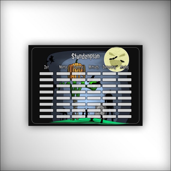 Timetable With Dark Halloween Background Digital Download - Etsy