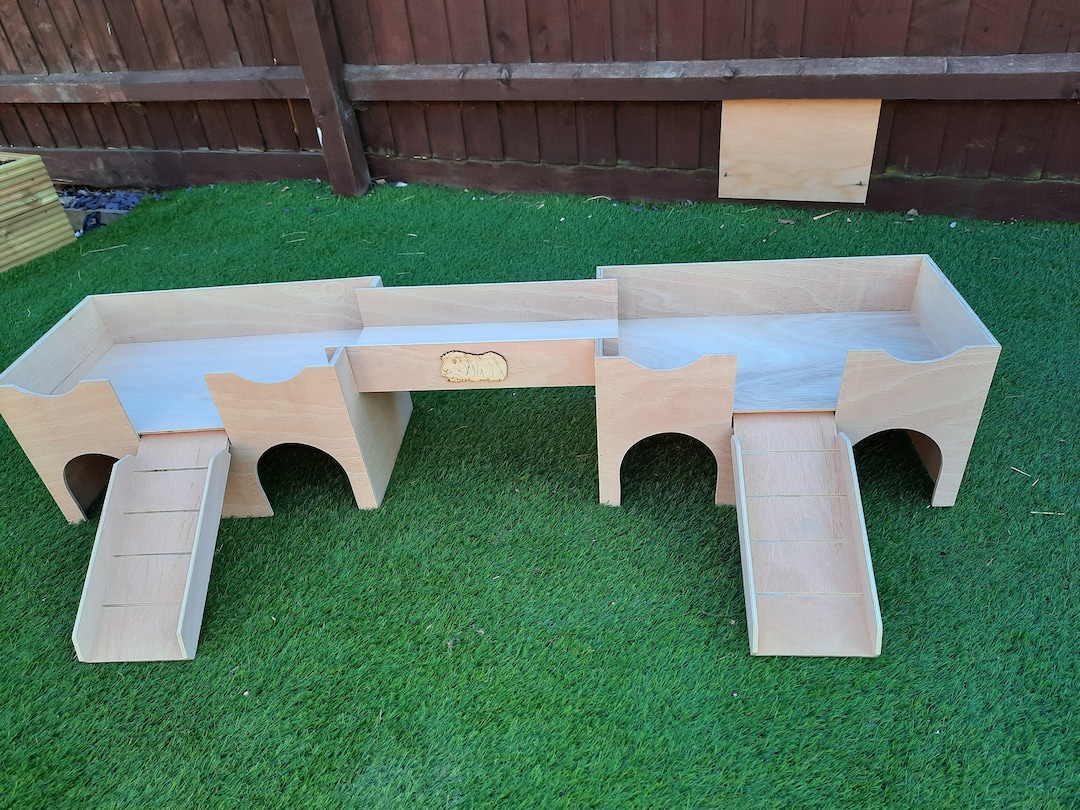 Double Guinea Pig House /castle With Connecting Bridge - Etsy
