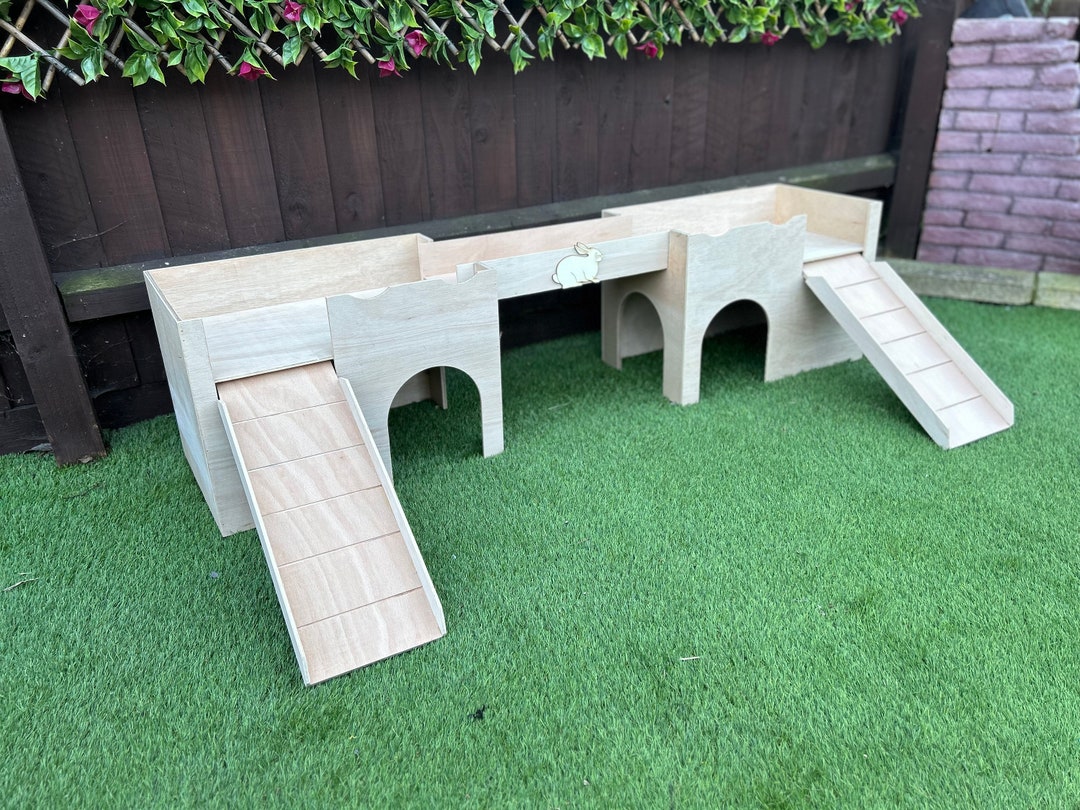 New Item Double Rabbit Castle With Connecting Bridge Fully Assembled ...