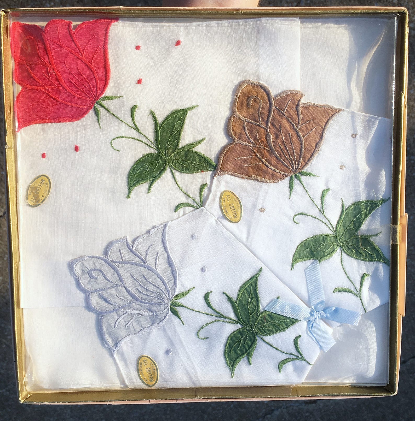 Embroidered Handkerchief Set NIB Hong Kong Vintage Mid Century - Etsy