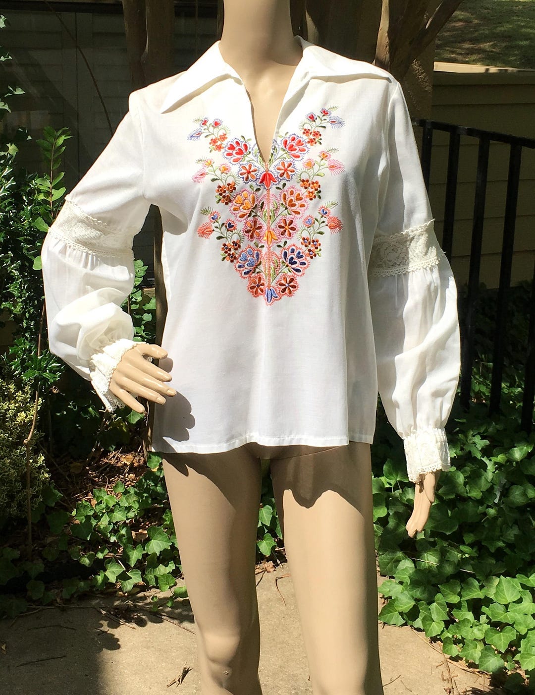 Vintage Peasant Top German Embroidered Blouse Boho Vintage 60s 70s Lace ...