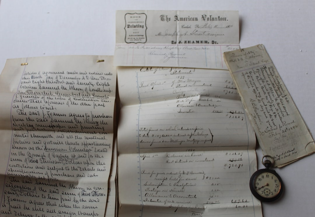 Antique 1800s Lot of Historical Handwritten Documents Samuel Wherry, Dr ...