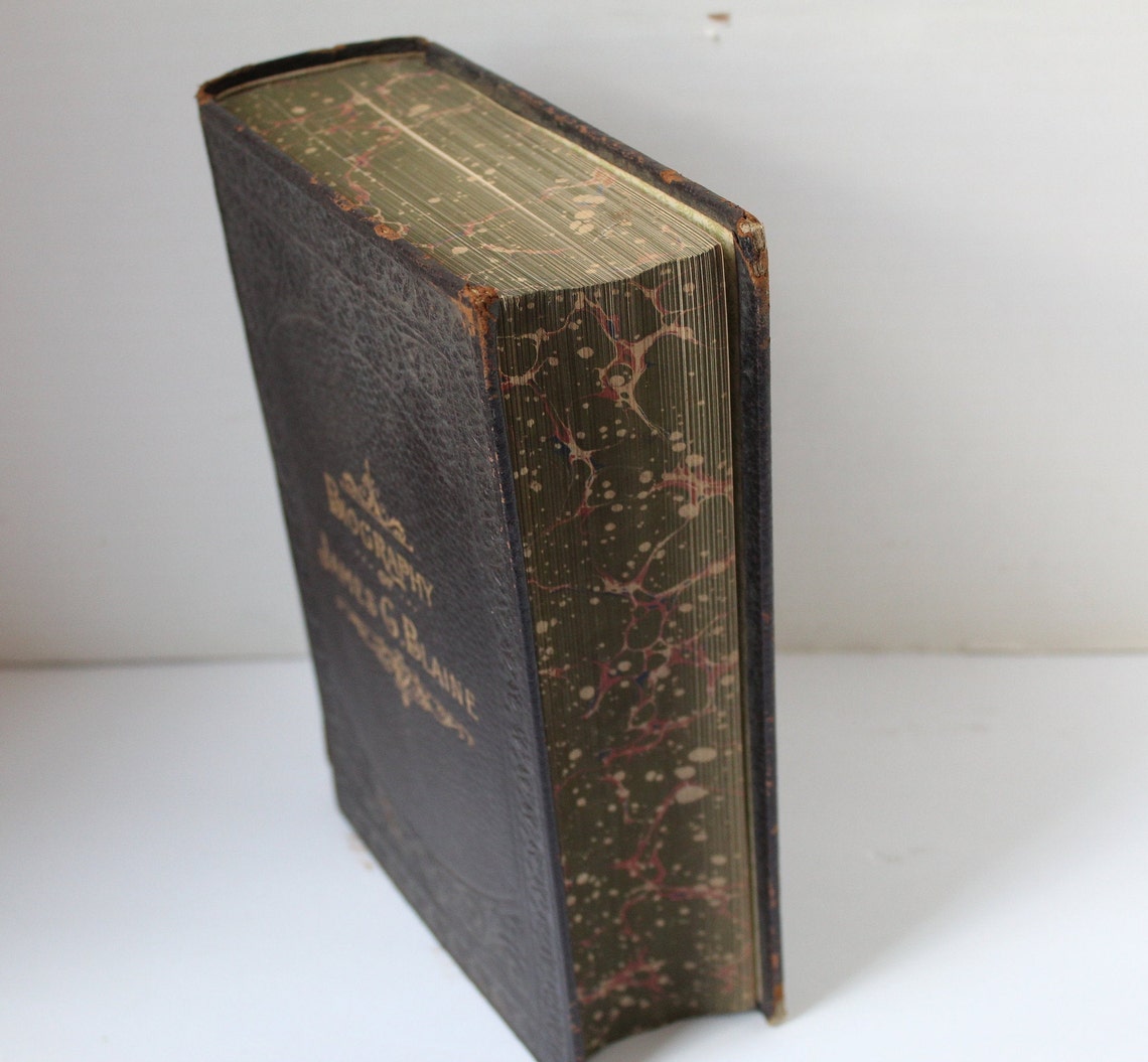 Antique Victorian Era 1895 Leather Book Biography of James G - Etsy