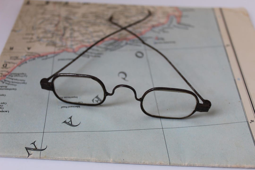 Antique Victorian Era Rectangular Wire Rim Eyeglasses Eyewear ...