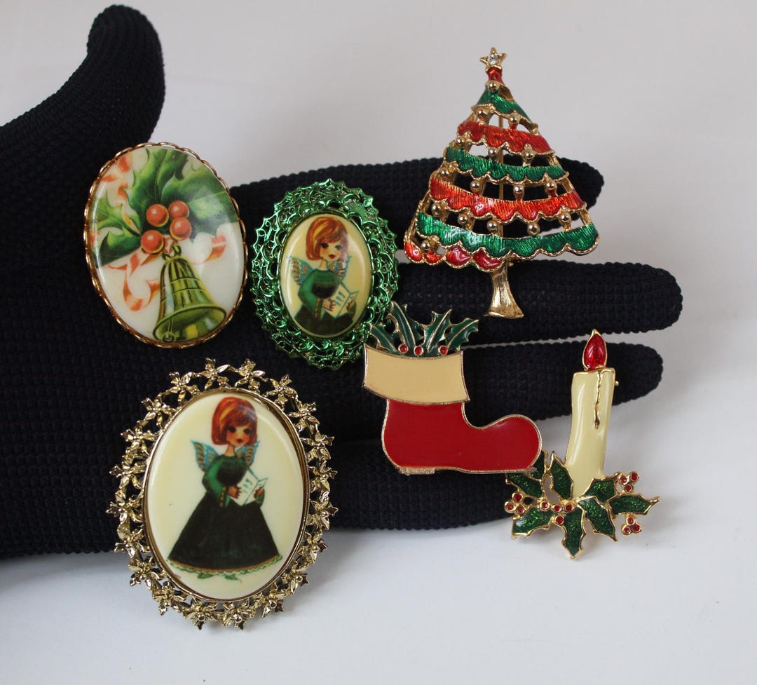 Vintage 6 Piece 1960s Mid Century Mod Holiday Christmas Pin Lot ...
