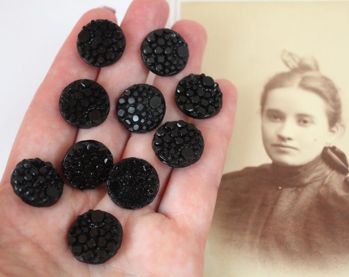 10 Exquisite Victorian Era Black French Glass Ornate Antique Black ...