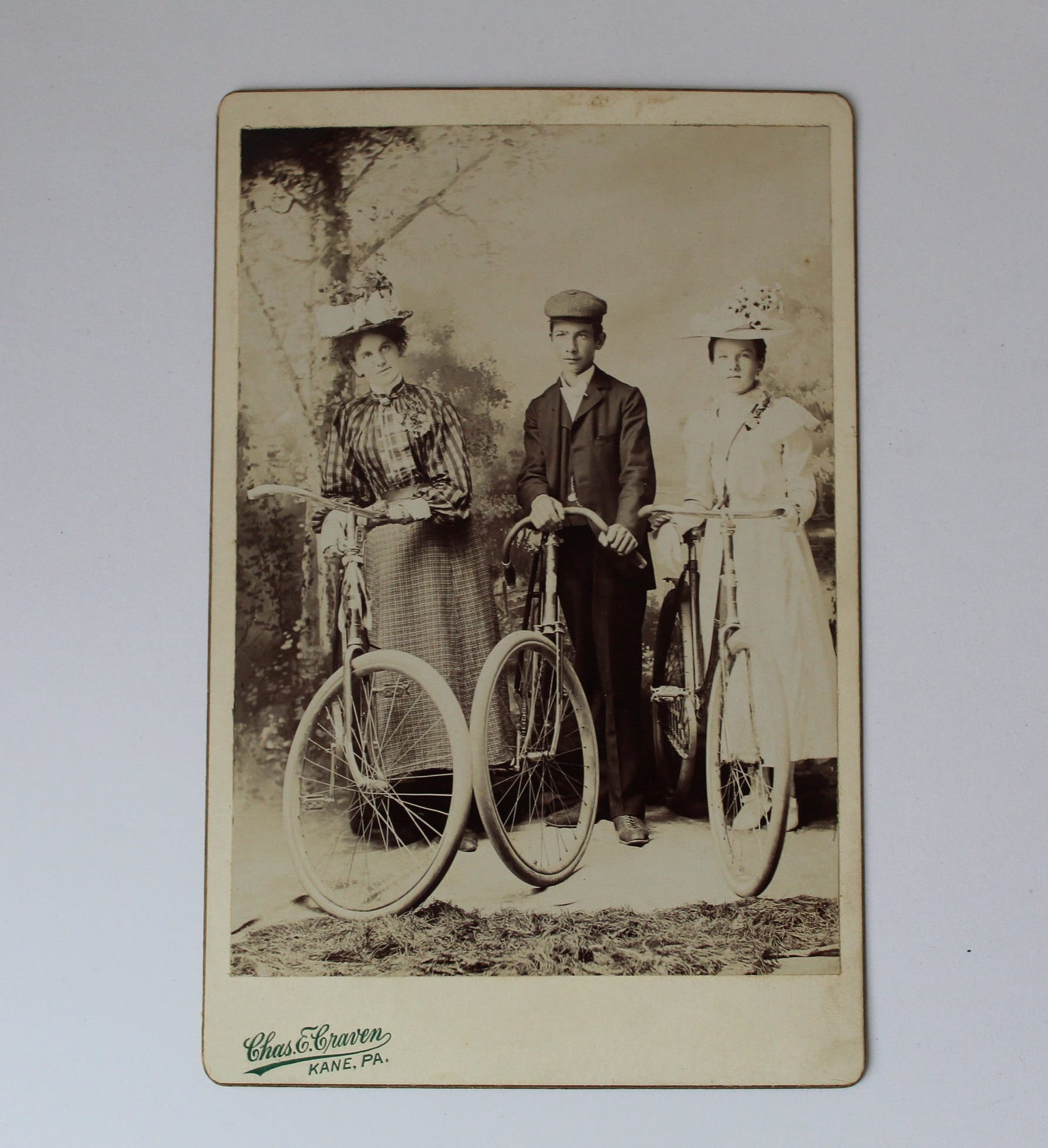 Antique 1800s Victorian Era Cabinet Photograph of 3 Bicycle Riders ...